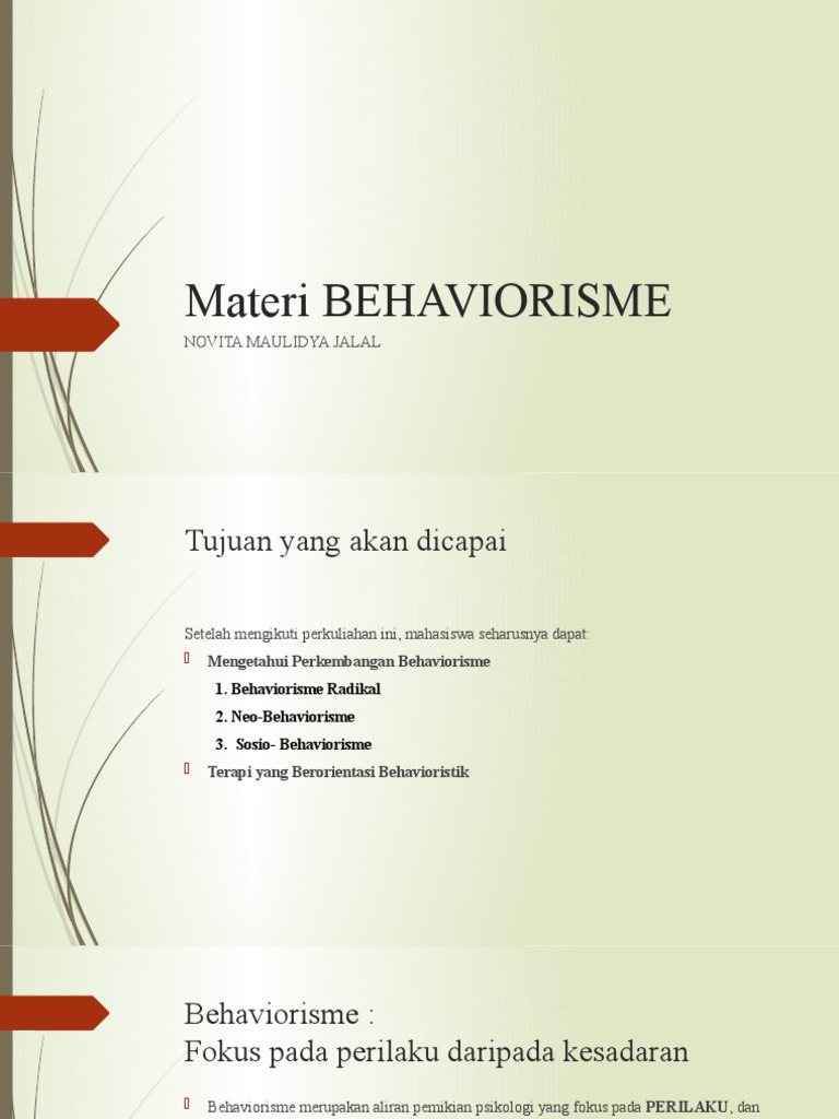 BEHAVIORISME Tugas KLP Kedua | PDF | Filsafat | Sains & Matematika