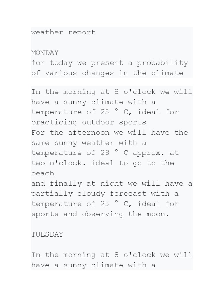 Weather Report | PDF