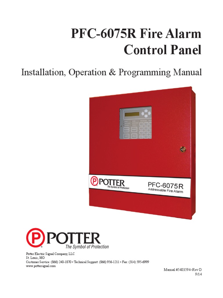 PFC-6075R Fire Alarm Control Panel: Installation, Operation ...