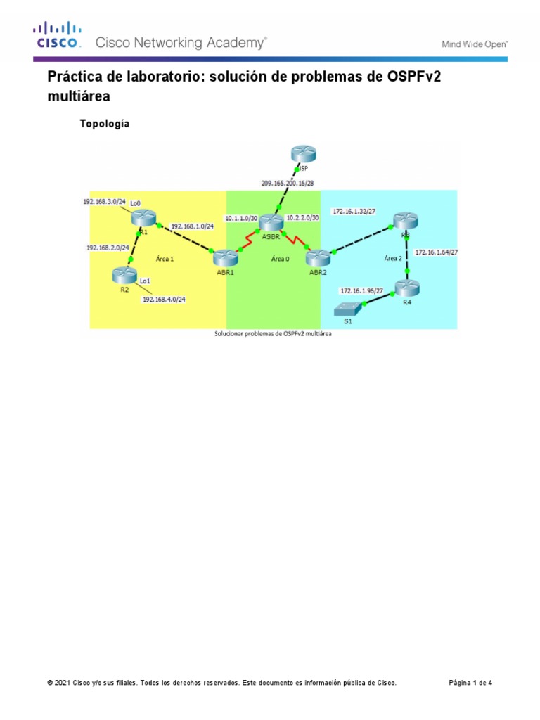 10.2.4.3 Packet Tracer - Troubleshoot Multiarea OSPFv2 | PDF | Enrutador (Computación ...