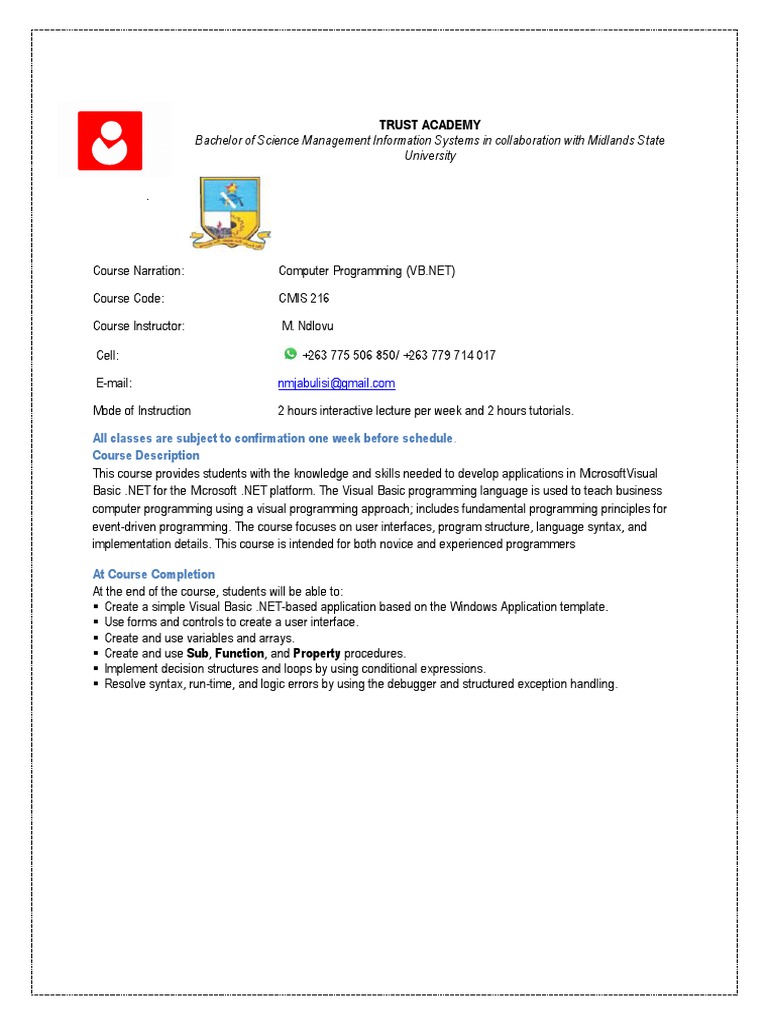 Course Outline | PDF | Computer Programming | Programming Language