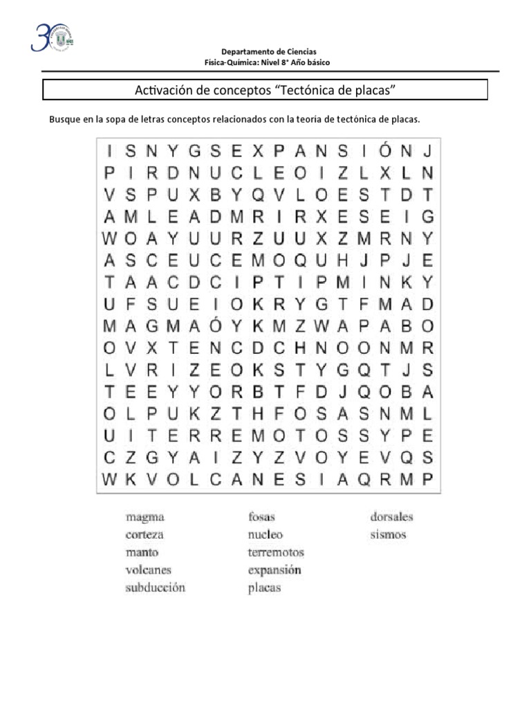 Sopa de letras tectónica | PDF