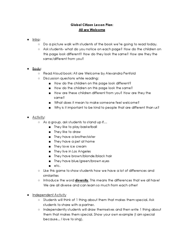 Global Citizen Lesson Plan | PDF