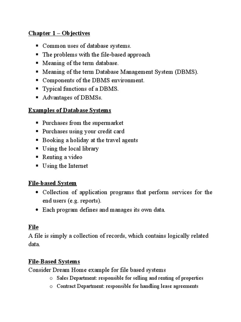 Chapter 1 - Objectives | PDF | Databases | Data