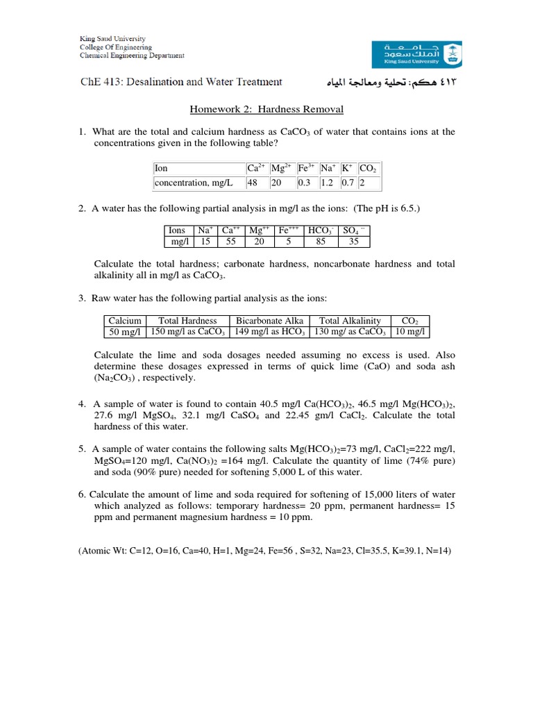 ChE413-Hardness-Removal Problems | PDF