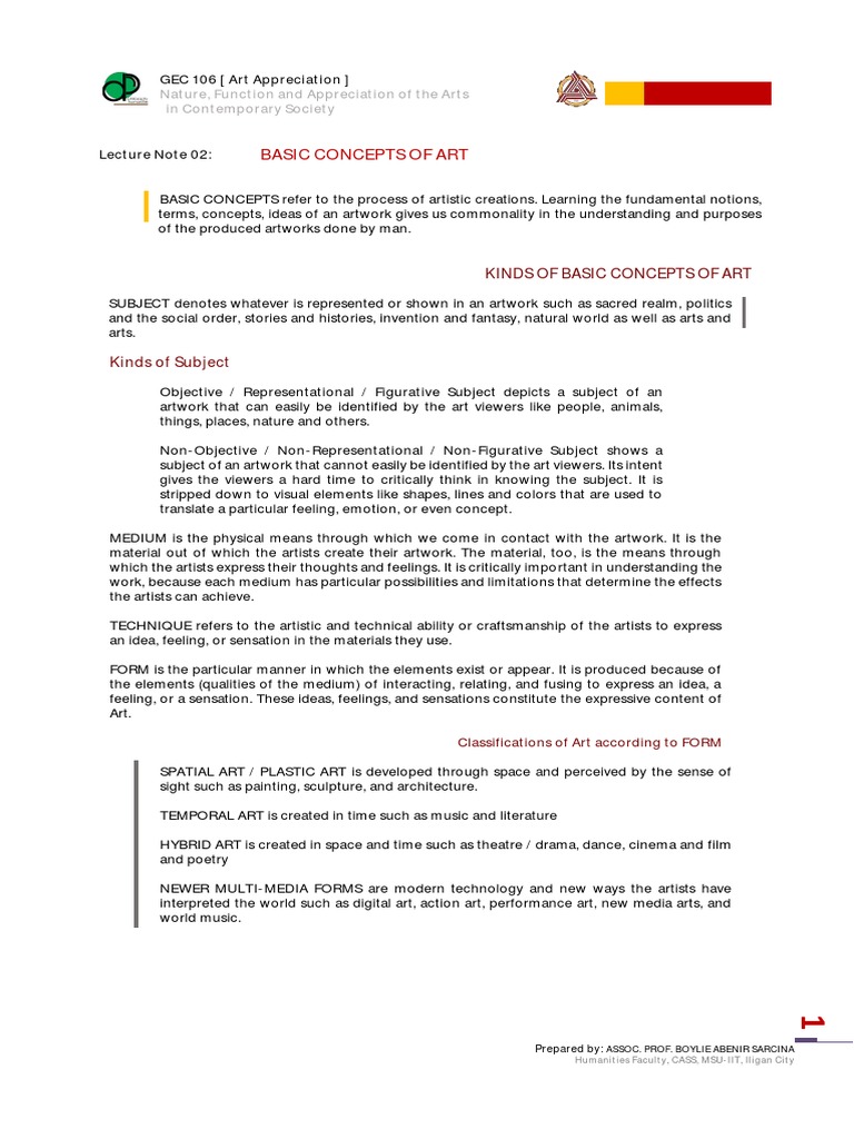 Kinds of Basic Concepts of Art | PDF | Idea | Concept