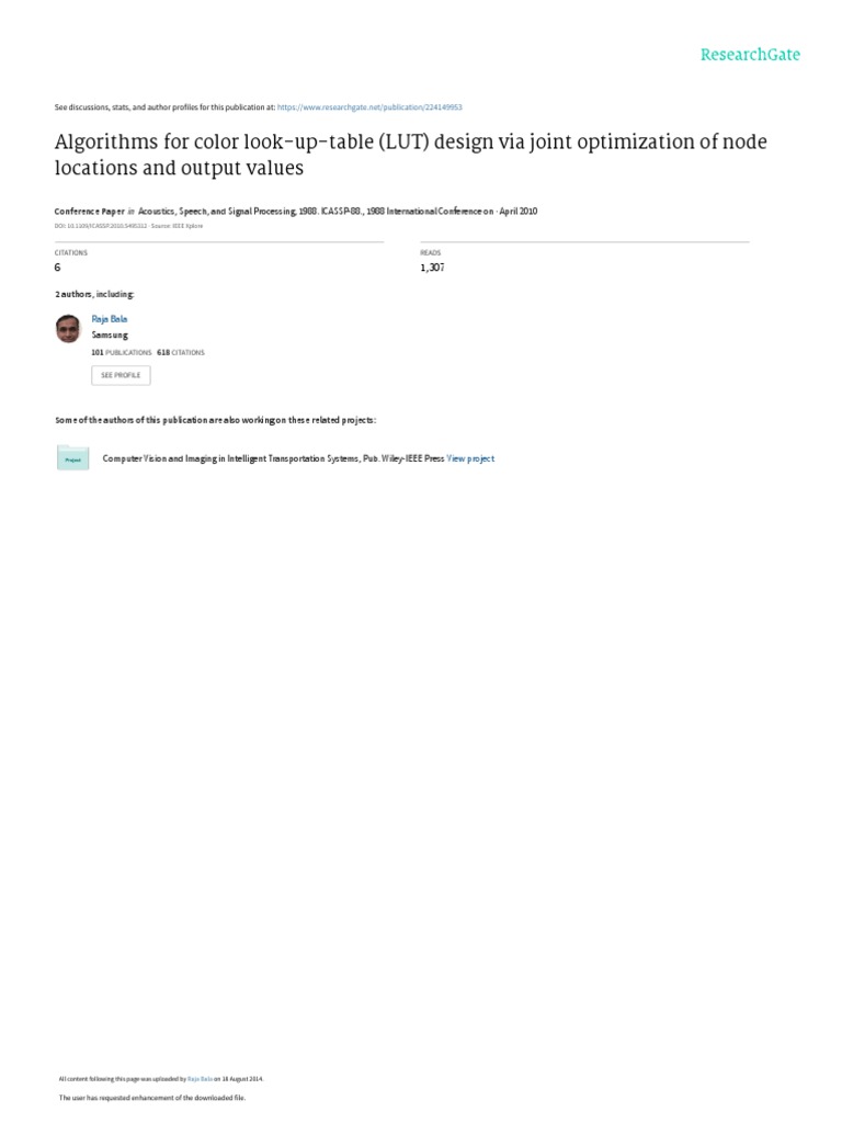 Algorithms For Color Look-Up-Table (LUT) Design | PDF | Mathematical Optimization | Matrix ...