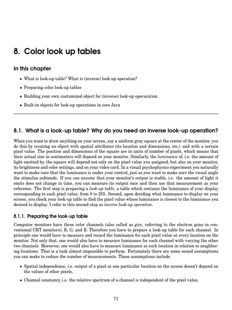 Color Look Up Tables: in This Chapter | PDF | Interpolation | Computer Monitor