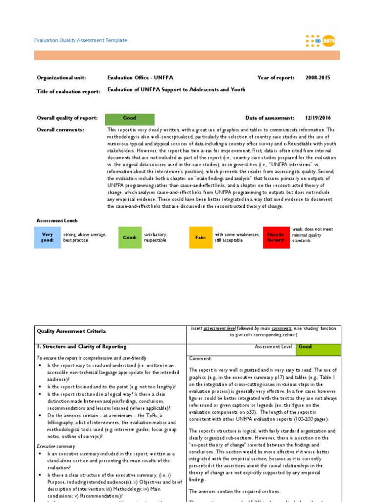Evaluation Quality Assessment Template | PDF | Evaluation | Qualitative ...