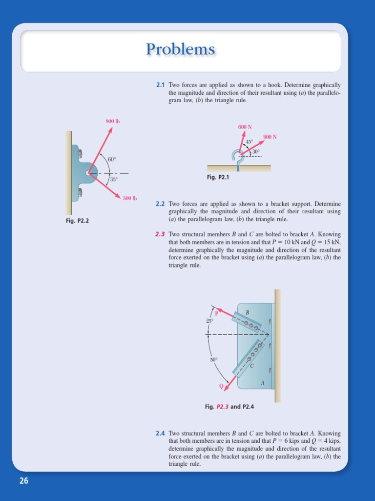 Problems: Fig. P2.1 | PDF | Triangle | Tension (Physics)