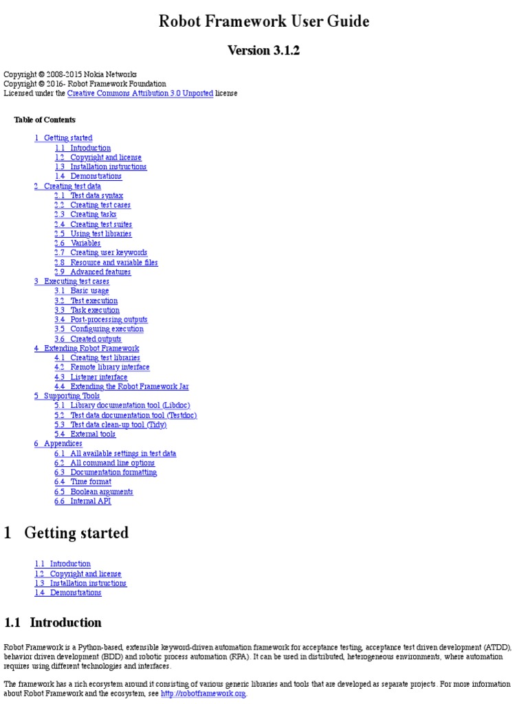 Robot Framework User Guide-2 | File Format | Python (Programming Language)
