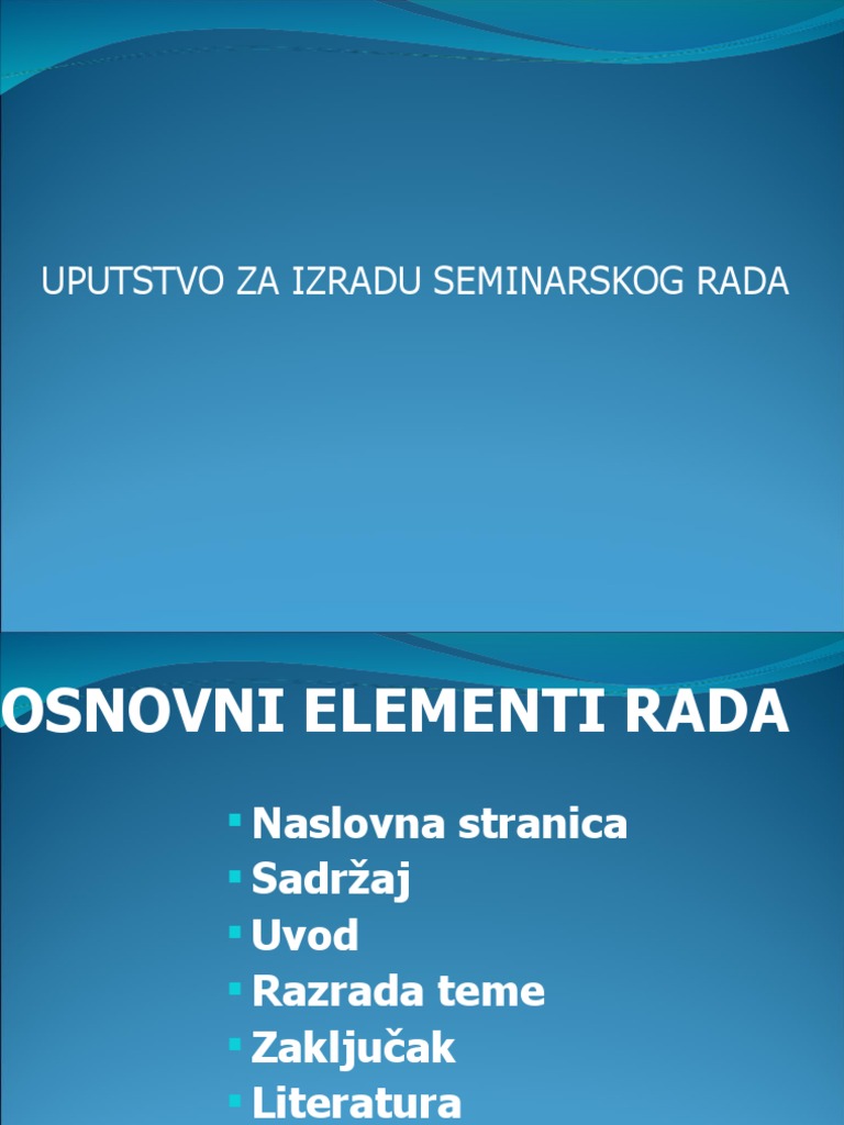 Uputa Za Izradu SEMINARSKOG RADAmed | PDF
