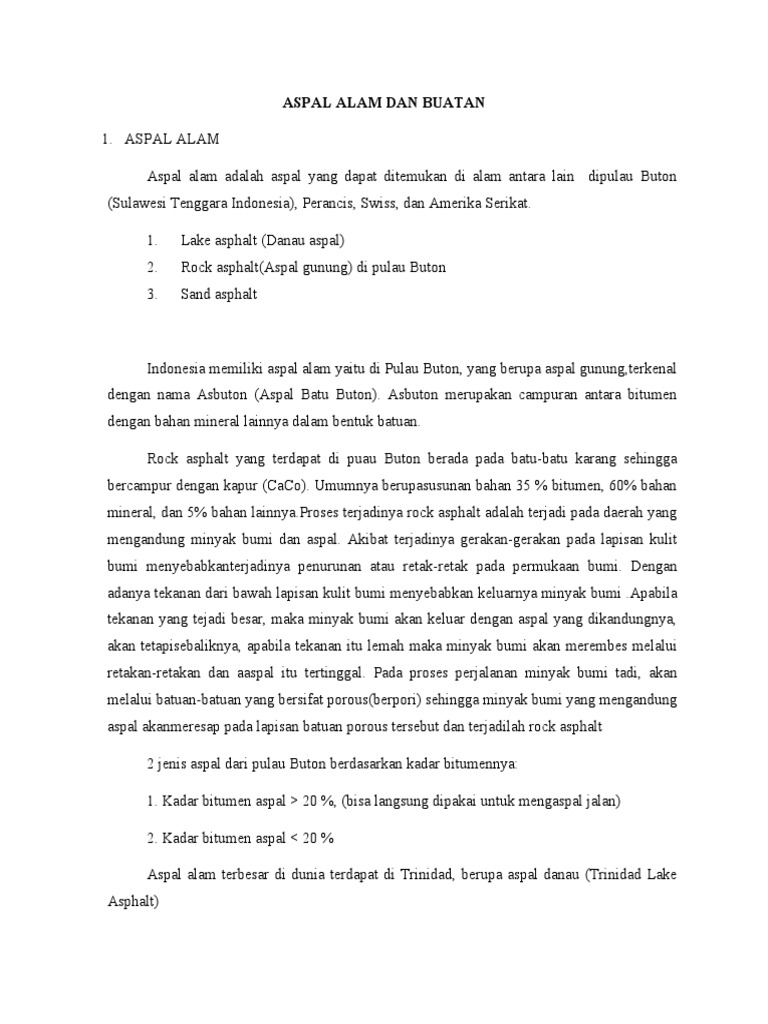 Aspal Alam Dan Buatan | PDF