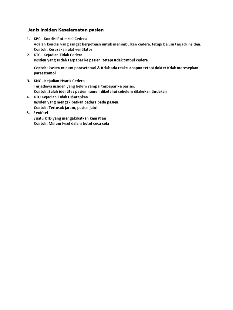 Jenis Insiden KTD | PDF