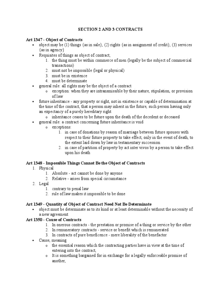 Object of Contracts | PDF | Consideration | Inheritance