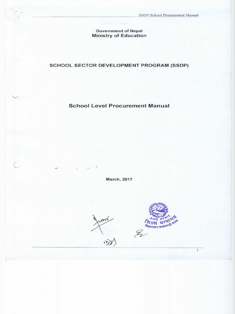 SSDP School Level Procurement Manual | PDF | Guarantee | Procurement