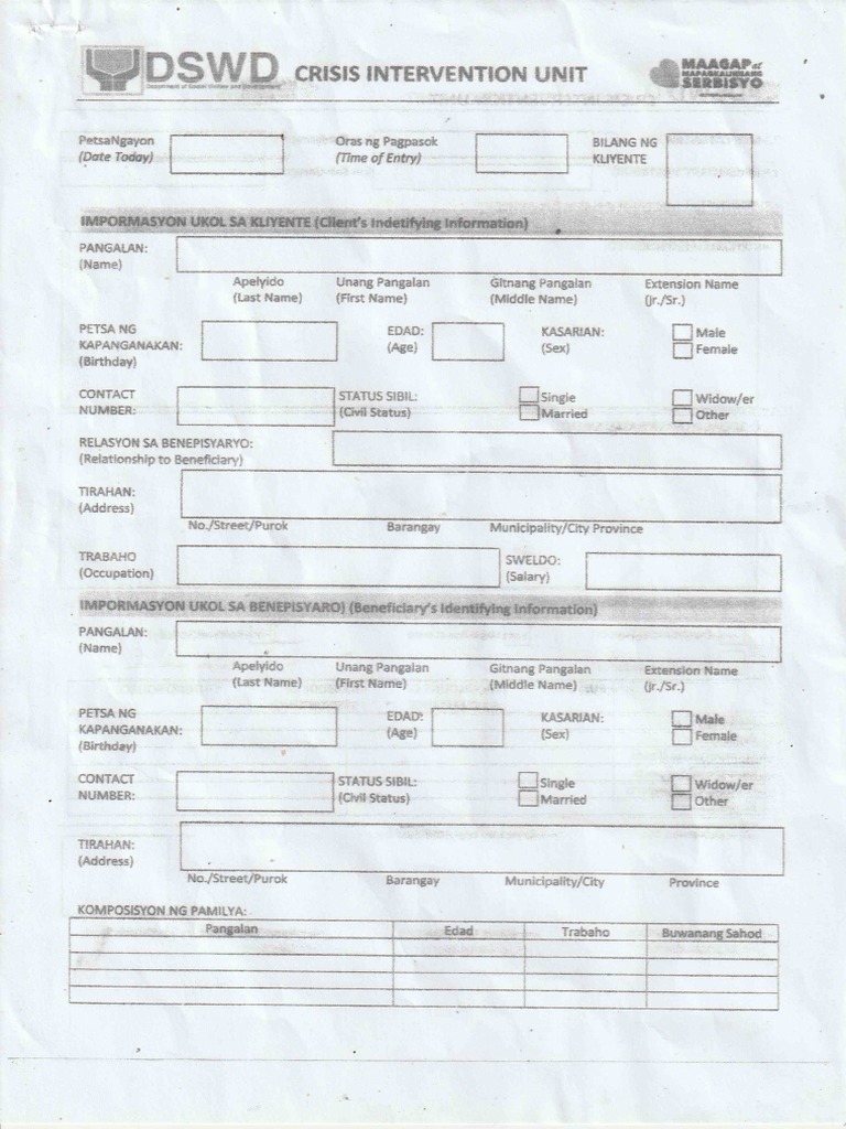 DSWD Assistance Form | PDF