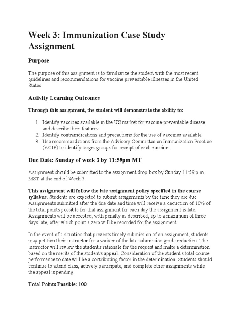 Week 3: Immunization Case Study Assignment: Purpose | Download Free PDF ...