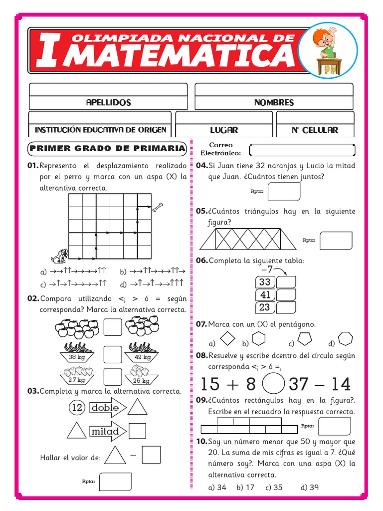 1ro de Primaria Matematica | PDF