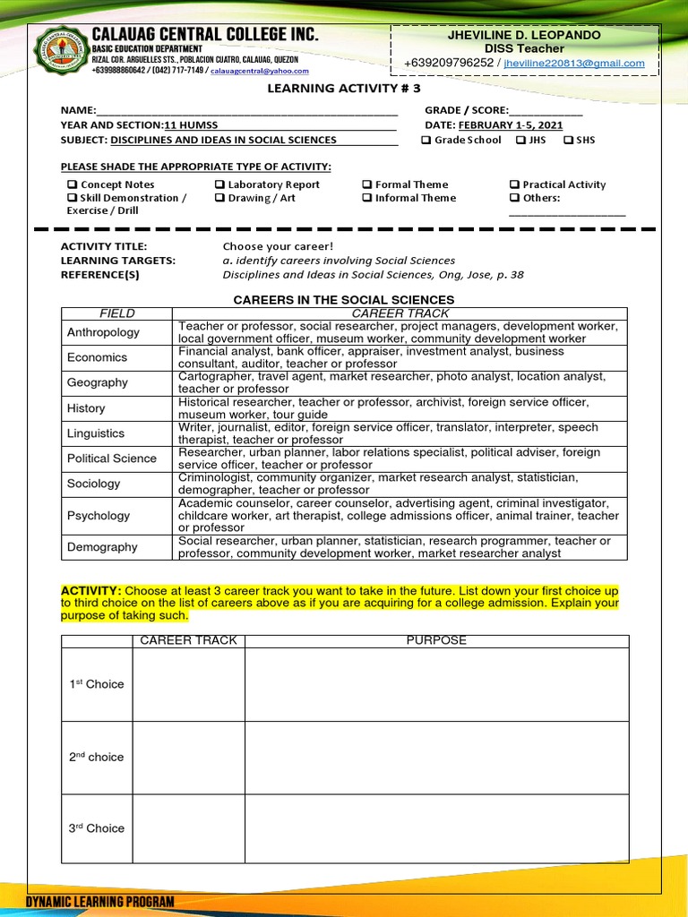 DISS Week 2 11 HUMSS Feb1-5 | PDF | Social Science | Science