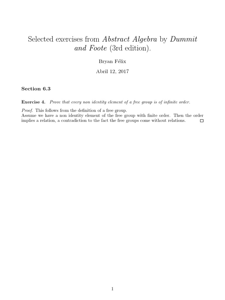 Abstract Algebra (Solutions Bryan Félix) - Dummit & Foote (Ejercicios ...