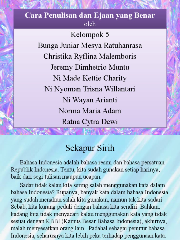 Cara Penulisan Dan Ejaan Yang Benar (KELOMPOK 5) | PDF