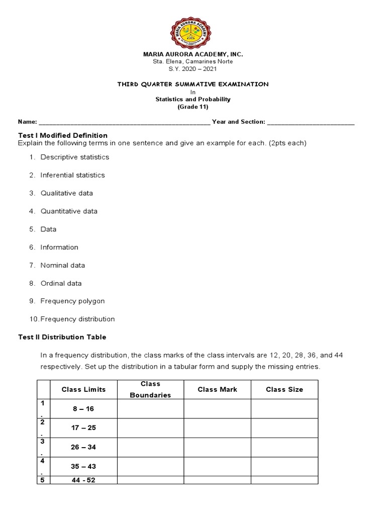 Grade 11 Statistics Exam Guide | PDF | Statistics | Methodology
