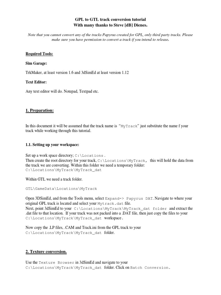 GPL To GTL Track Conversion Tutorial 23nov06 | Download Free PDF | Computer File | Computer Data