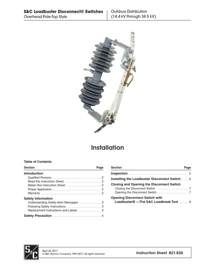 Installation: S&C Loadbuster Disconnect® Switches | PDF | Switch ...