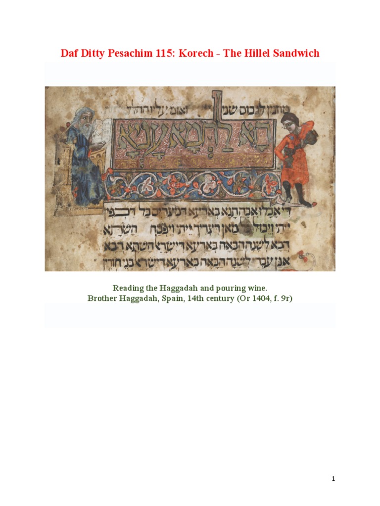 Daf Ditty Pesachim 115: Korech - The Hillel Sandwich | Download Free ...