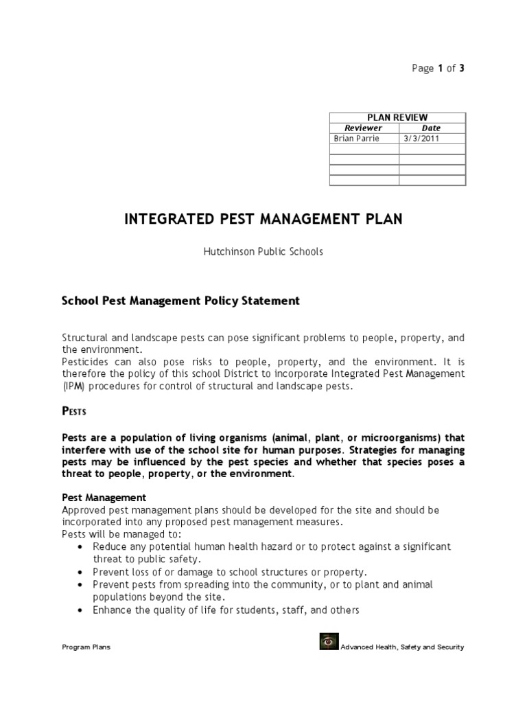 Integrated Pest Management Plan | PDF