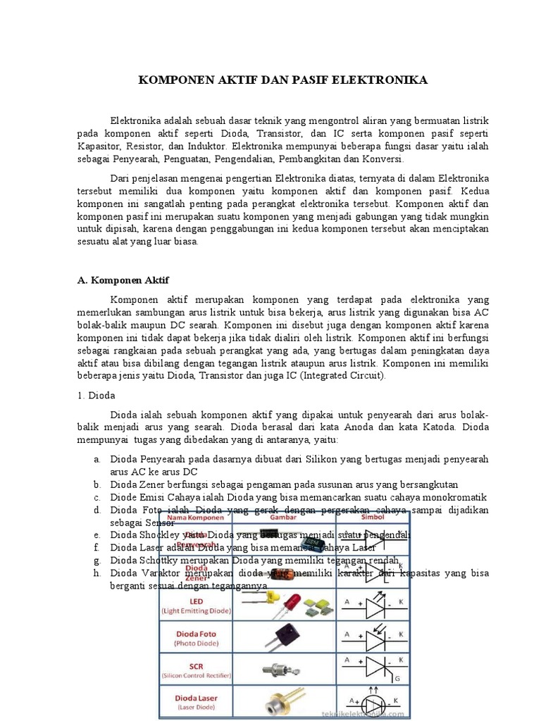 Komponen Aktif dan Pasif Elektronika | PDF