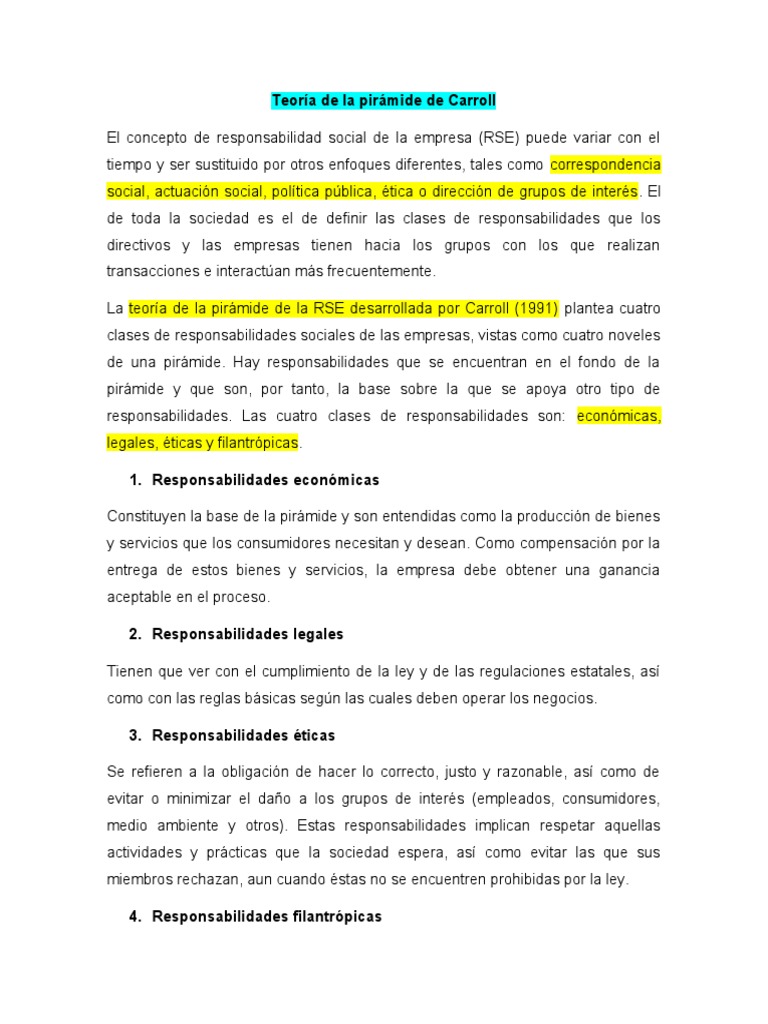 Pirámide de Caroll y Stakeholders | PDF | Empresas | Responsabilidad ...