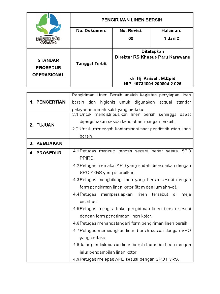 Pengiriman Linen Bersih | PDF