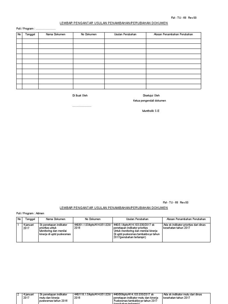 8.form Usulan Perubahan Dokumen | PDF