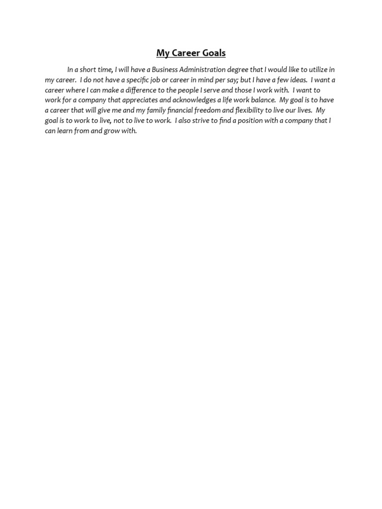 Career Goals | PDF