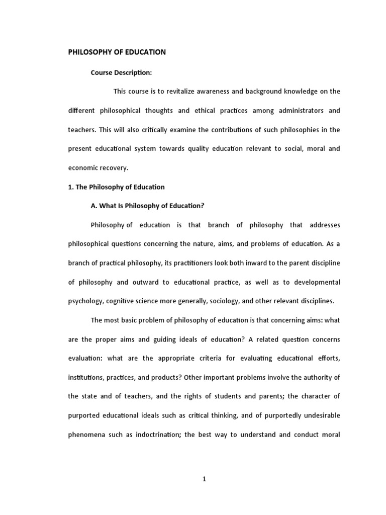 What Is Philosophy of Education | PDF | Philosophical Theories ...