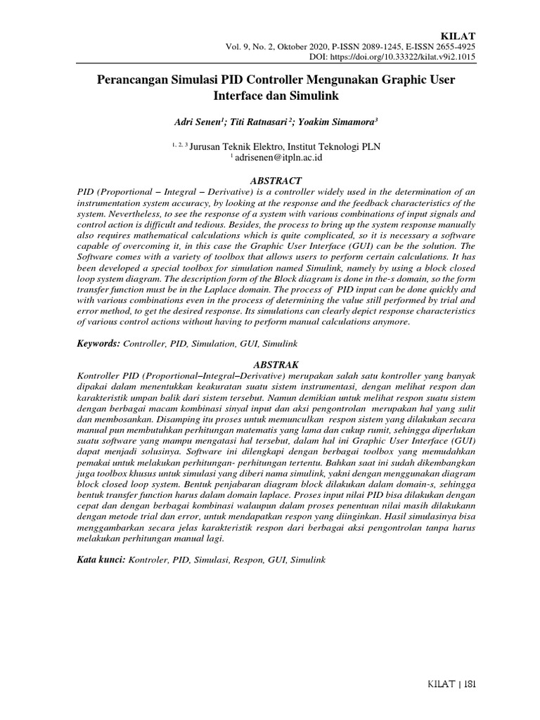 Perancangan Simulasi PID Controller Mengunakan Graphic User Interface ...
