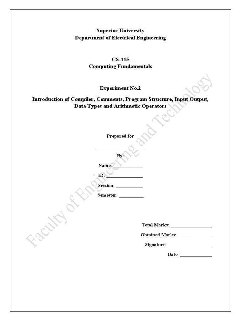 Computing Fundamentals - CS-115 - Lab # 02 | PDF | Computer Program | Programming