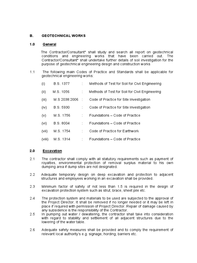 JKR Geotechnical Specification | PDF | Geotechnical Engineering | Deep ...