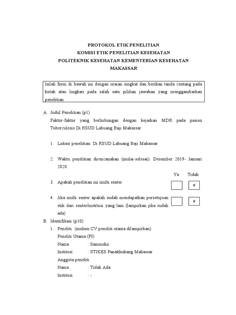 Protokol Etik Penelitian | PDF