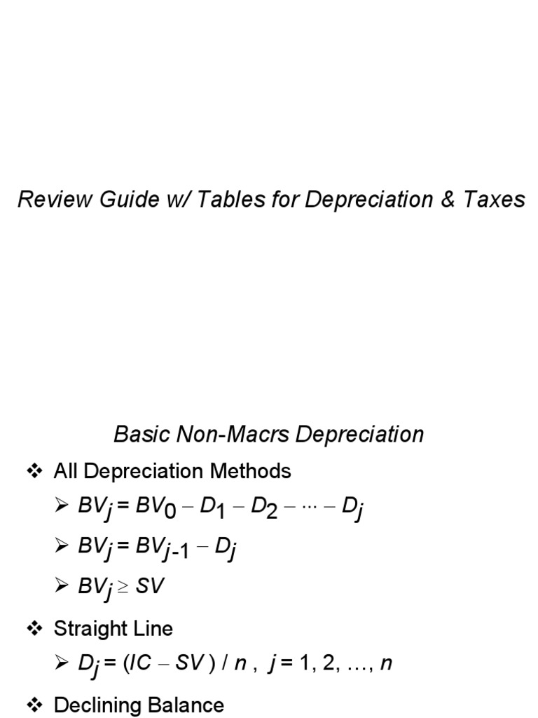 Review Guide W/ Tables For Depreciation & Taxes | PDF | Tax Deduction ...