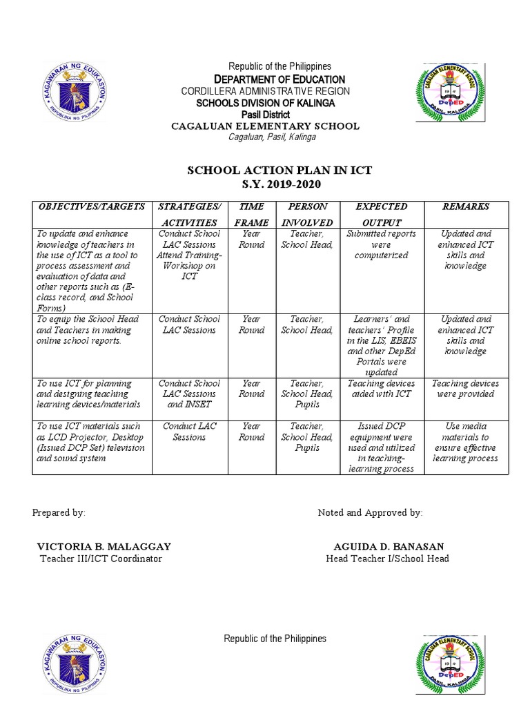 School Action Plan in Ict S.Y. 2019-2020 | PDF | Educational Technology ...
