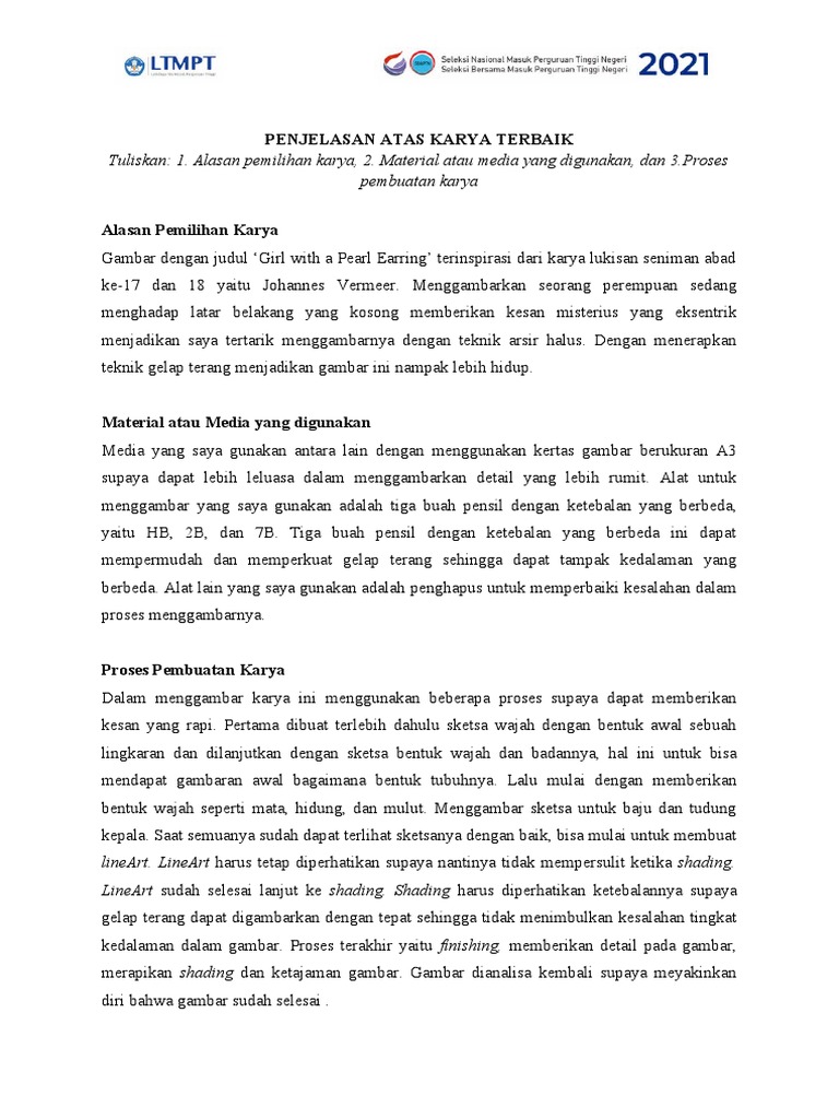 02 Template PENJELASAN KARYA (PORTOFOLIO SRDSKR 2021) | PDF