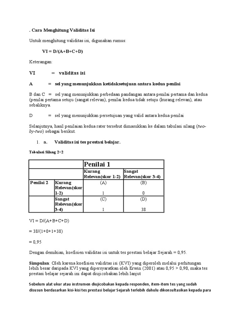 Cara Menghitung Validitas Isi | PDF