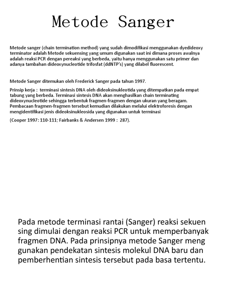 Metode Sanger dalam Sekuensing DNA | PDF | Kajian Bahasa Asing | Sains ...