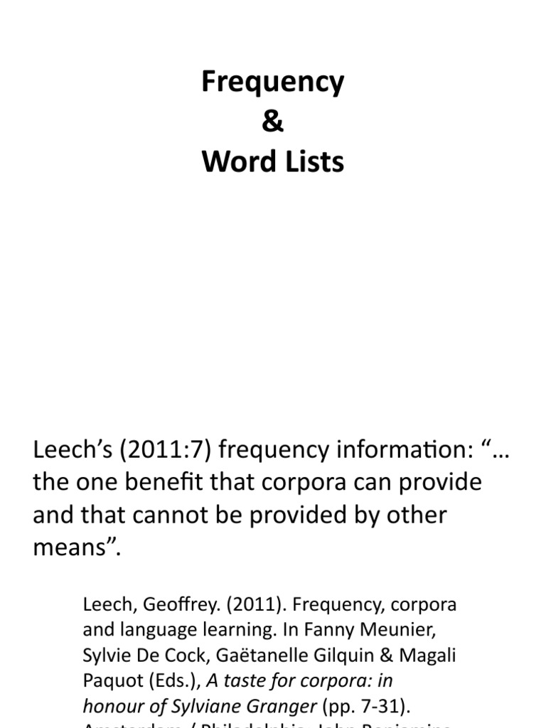 Word Frequency & Lists in Corpora | PDF | Vocabulary | Linguistics