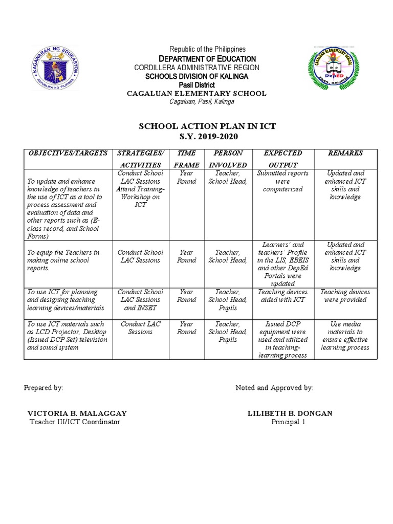 Action Plan in ICT-2019-2020 | PDF | Educational Technology | Teachers