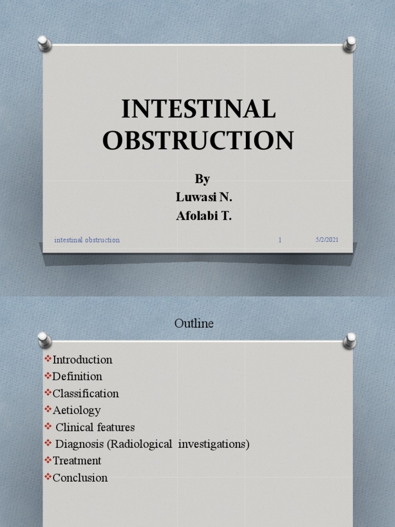 Classification and Management of Intestinal Obstruction | PDF ...