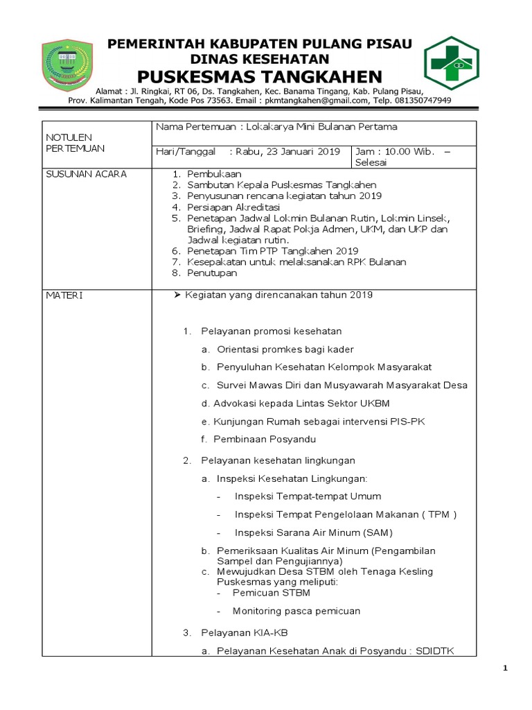 Notulen Lokmin Bulanan 1 | PDF